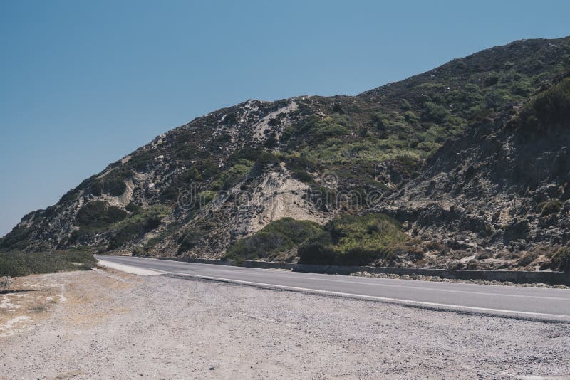Asphalt Road in Front of Mountains during Sunny Day in Greece Stock ...
