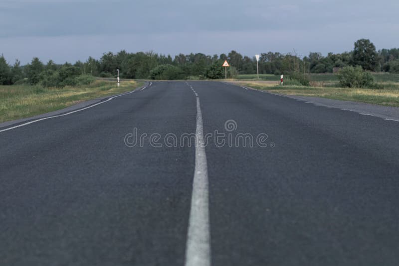 Asphalt Road Going into the Distance on a Summer Evening Stock Photo ...