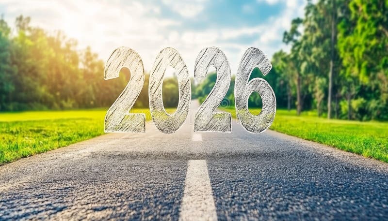 Asphalt Road Leading To a Bright Future Symbolized by the Year 2026 ...