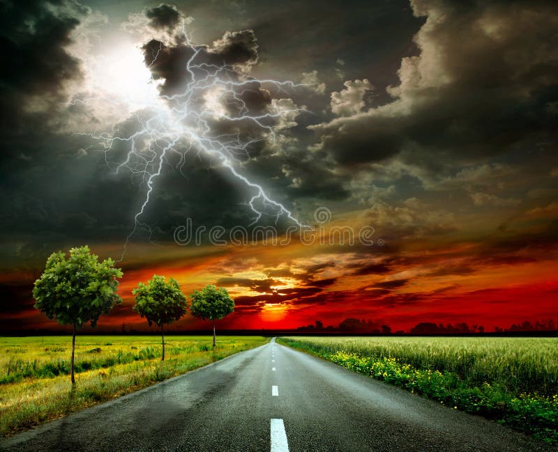 Lightning storm stock photo. Image of arkansas, highway - 19589610