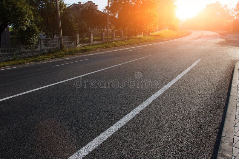 Asphalt Road with Marking Lines White Stripes Stock Image - Image of ...