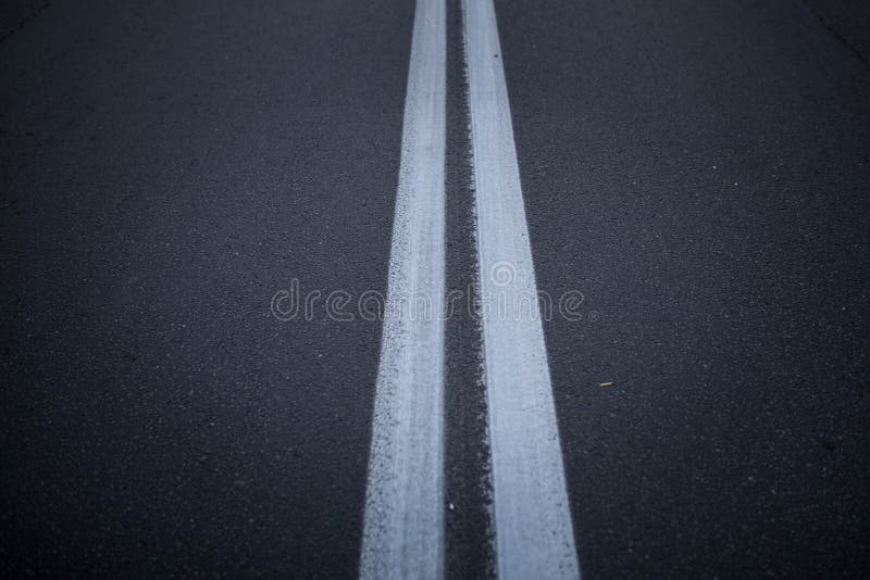 Asphalt Road with Marking Lines White Stripes. Two Solid Lines Stock ...