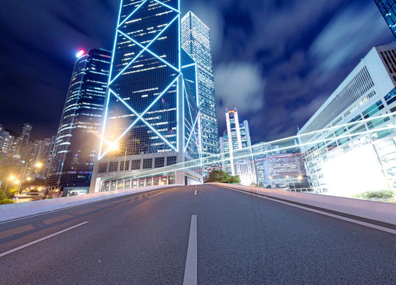 Asphalt Road and Modern City in China Stock Image - Image of nightlife ...