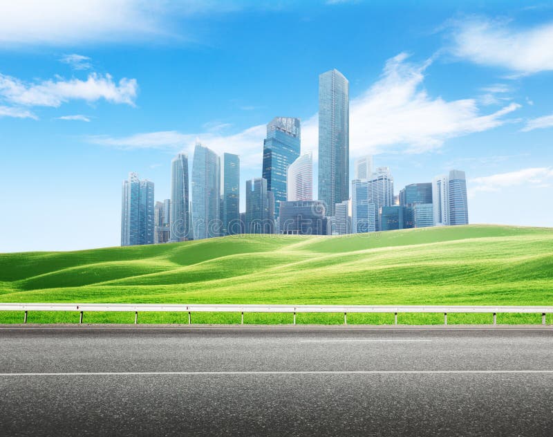 Asphalt Road and Modern City Stock Photo - Image of nature, asphalt ...