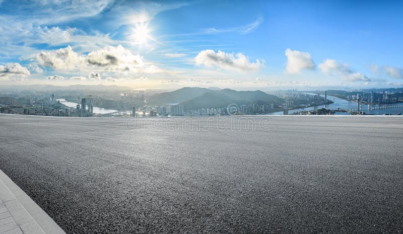 Asphalt Road and Mountain Skyline Background Stock Photo - Image of ...