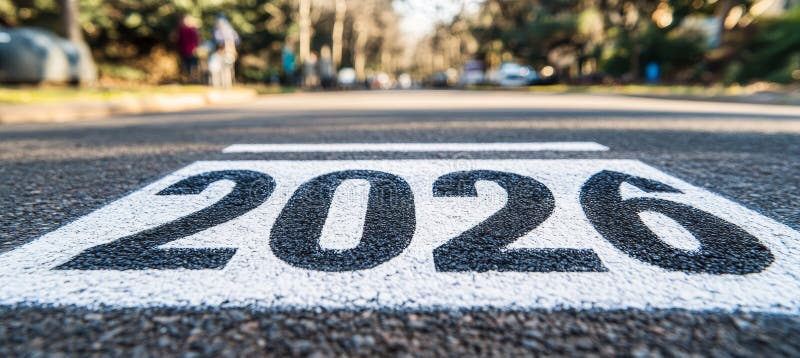 Asphalt Road with the Number 2026 Leading Towards a Destination. Time ...
