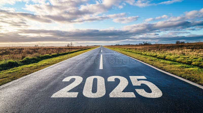 Asphalt Road with 2024 and 2025 for Planning and Vision Ahead Stock ...