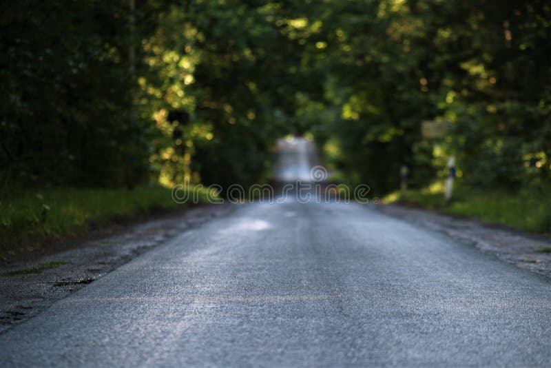 Asphalt Road after the Rain in the Evening Stock Photo - Image of black ...