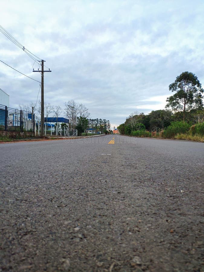 Asphalt Road Seen from Below on a Cloudy Day Stock Photo - Image of ...