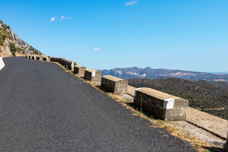 Asphalt Road with Side Barriers and Overlooking View Stock Photo ...