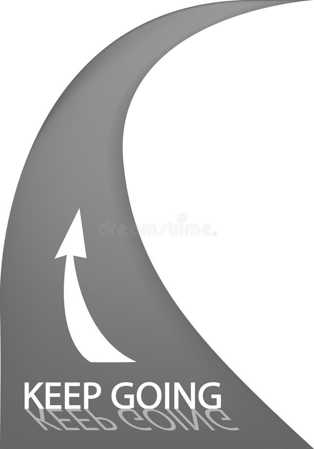 Asphalt Road with Signal Arrow and Word Keep Going Stock Vector ...