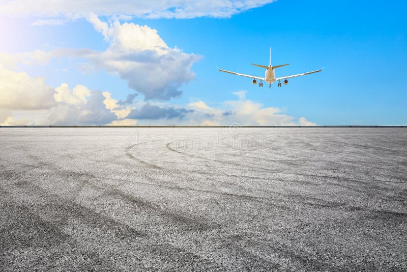 Asphalt Road and Sky Airplane Landscape Stock Photo - Image of clean ...