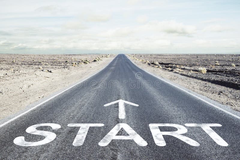 Asphalt Road and a `start` Point Stock Illustration - Illustration of ...