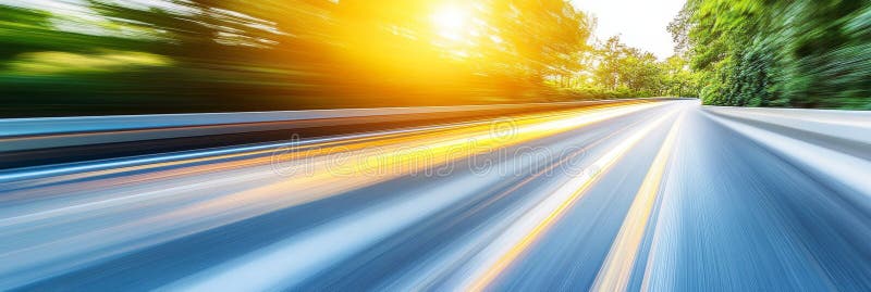 Asphalt Road with Sunlight and Blurred Motion Effect during Sunset ...