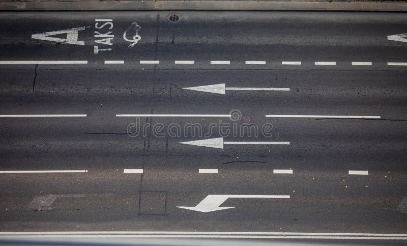 Asphalt Road Top View. Highway Line Marks Stock Photo - Image of gray ...
