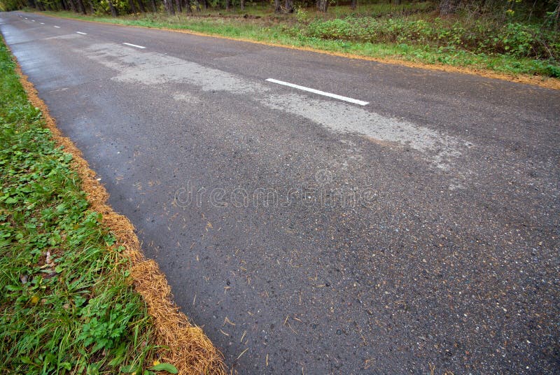 The asphalt road stock image. Image of earth, grass, green - 48422325