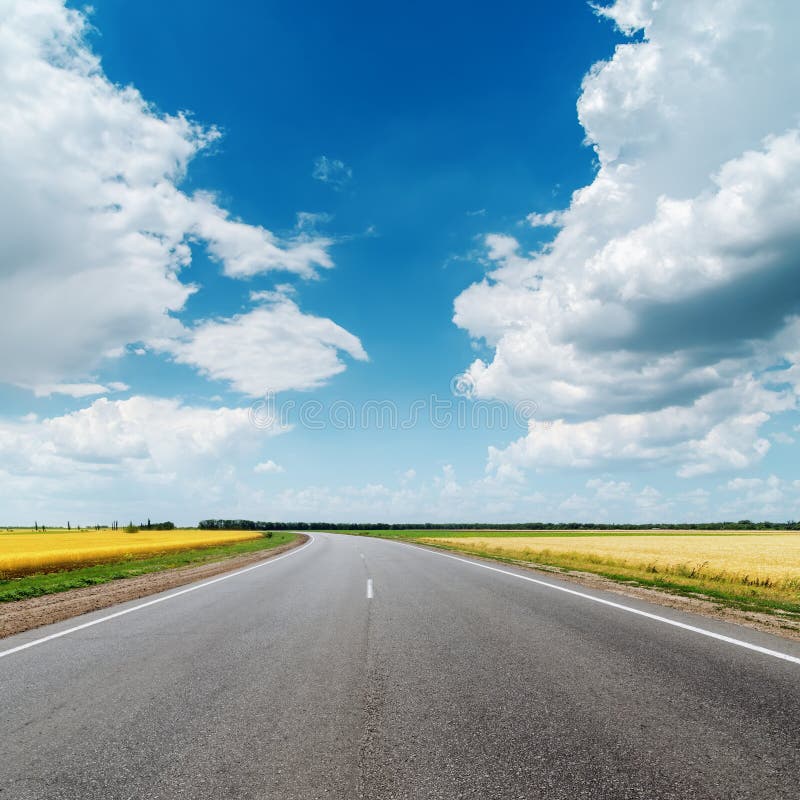 Asphalt Road Under Cloud in Blue Sky Stock Photo - Image of road ...
