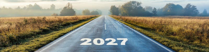 Asphalt Road, Year 2027, New Year Concept 2027, New Year S Resolutions ...