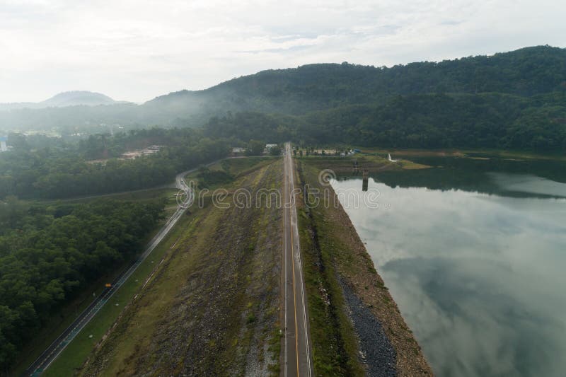 Asphalt Road with Yellow Line on Road Image by Drone Camera High Angle ...