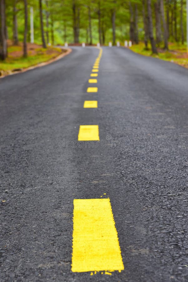 Asphalt Road with Yellow Line Marking on Road Stock Image - Image of ...