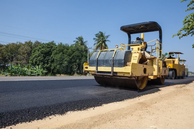 An asphalt roller stock image. Image of compactor, equipment - 106823883