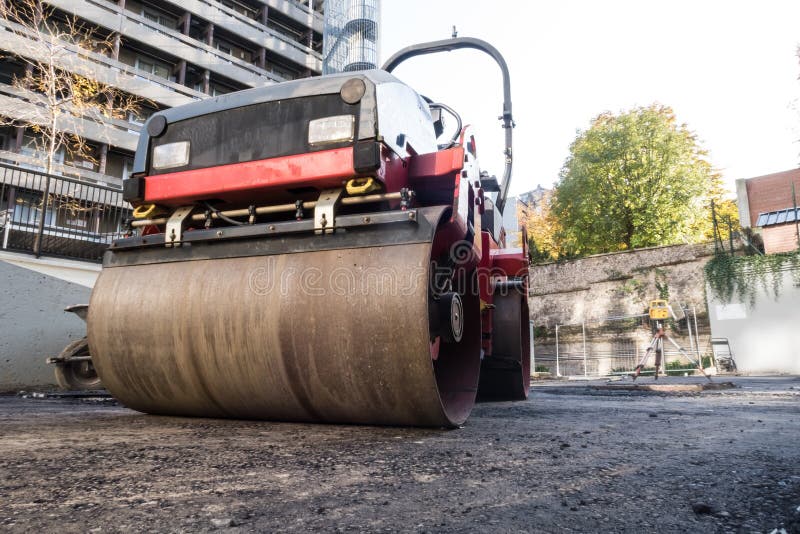 An asphalt roller stock photo. Image of road, roller - 163698730