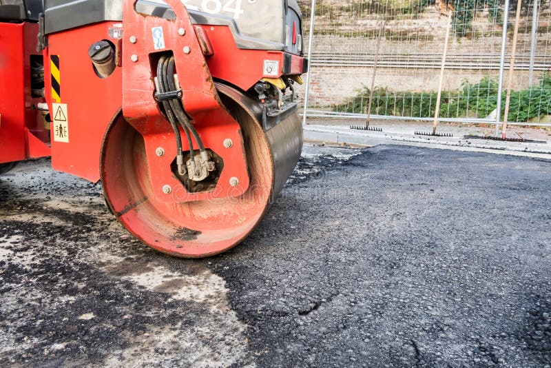 An asphalt roller stock image. Image of road, pave, machine - 163698737