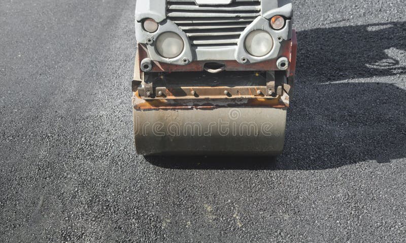 Asphalt Roller Stacking and Pressing Hot Asphalt Stock Photo - Image of ...