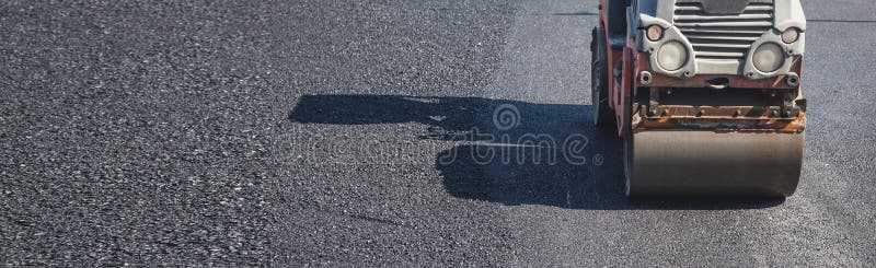 Asphalt Roller Stacking and Pressing Hot Asphalt Stock Photo - Image of ...