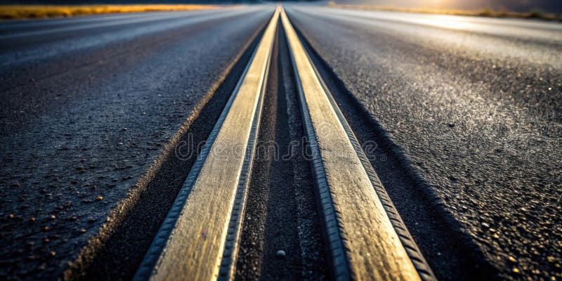 Asphalt Runway Texture at Sunrise Parallel Lines of a Newly Constructed ...