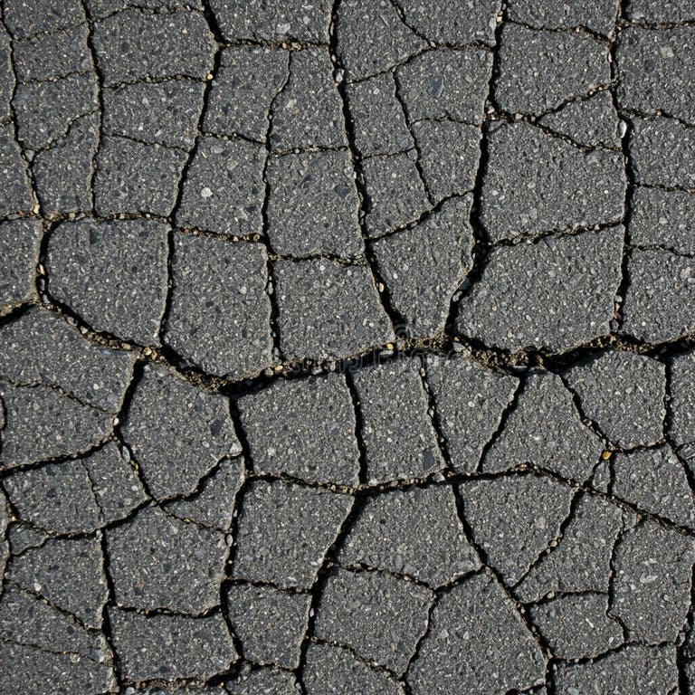 Asphalt Surface with Extensive Cracking, Creating a Pattern of ...