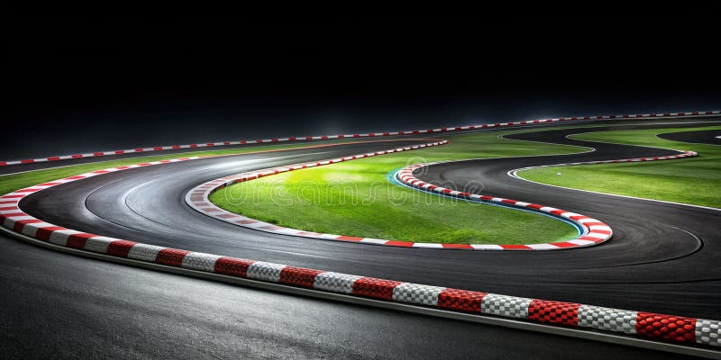Asphalt Surface with Racetrack Design on Black Background Stock ...