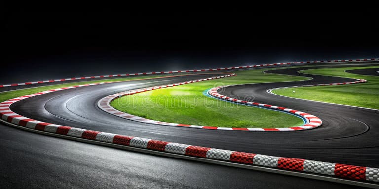 Asphalt Surface with Racetrack Design on Black Background Stock ...