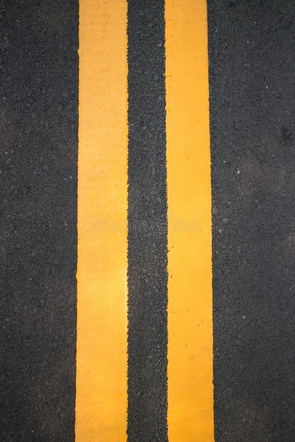 The Asphalt with Two Yellow Stripes Stock Image - Image of lane ...