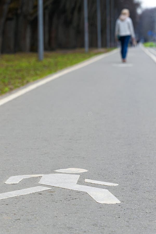 Asphalt Walking Path in a Park, Vertical Shot Stock Image - Image of ...