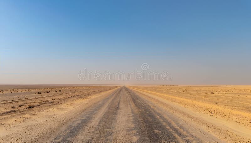 Asphalted Flat Road through the Sandy Desert Goes Beyond Horizon Stock ...