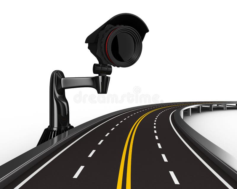 Asphalted Road with Camera on White Stock Illustration - Illustration ...