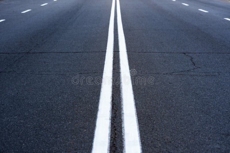 Asphalted, Road, White Strips,marking Stock Image - Image of light ...
