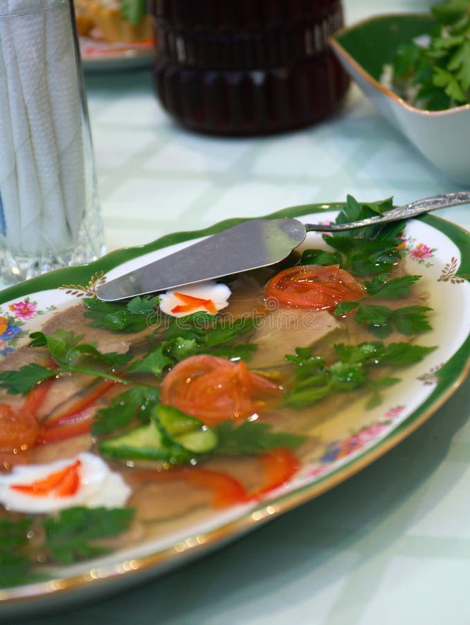 Aspic from meat . stock image. Image of fast, cuisine - 16557117
