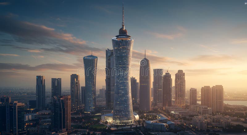 Aspire Tower in Doha Qatar stock illustration. Illustration of unique ...
