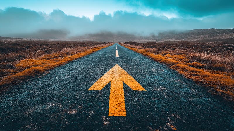 Aspiring Road Ahead with an Arrow Showing Direction To Success Stock ...