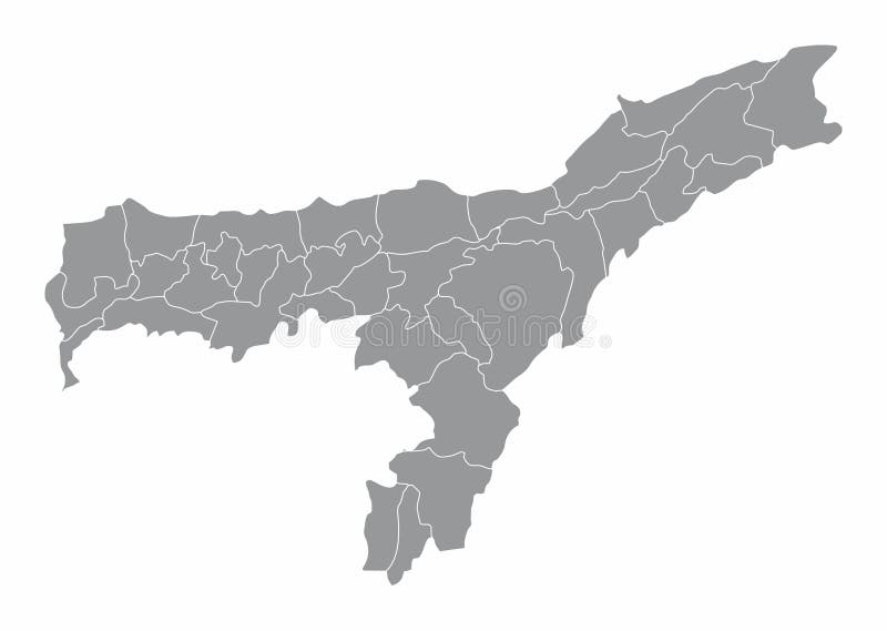 Assam Map. Political and Administrative Map of Assam with Districts ...