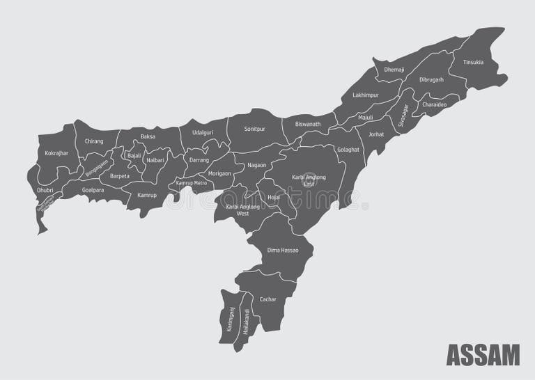 Assam administrative map stock vector. Illustration of abstract - 377552443