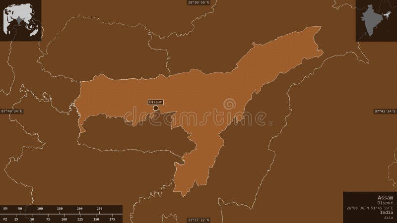 Map of Assam with Lakes and Rivers Stock Vector - Illustration of icon ...