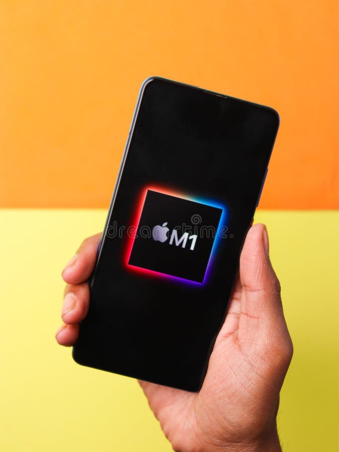 Assam, India - December 20, 2020 : Apple M1 Logo on Phone Screen Stock ...