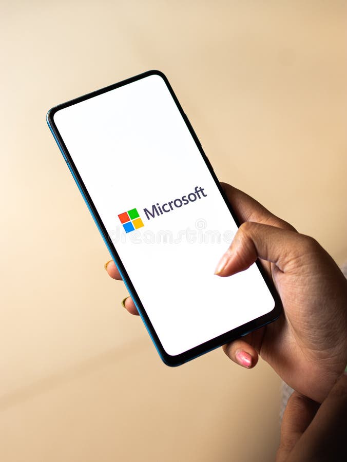 Assam, India - December 20, 2020 : Microsoft Logo on Phone Screen Stock ...