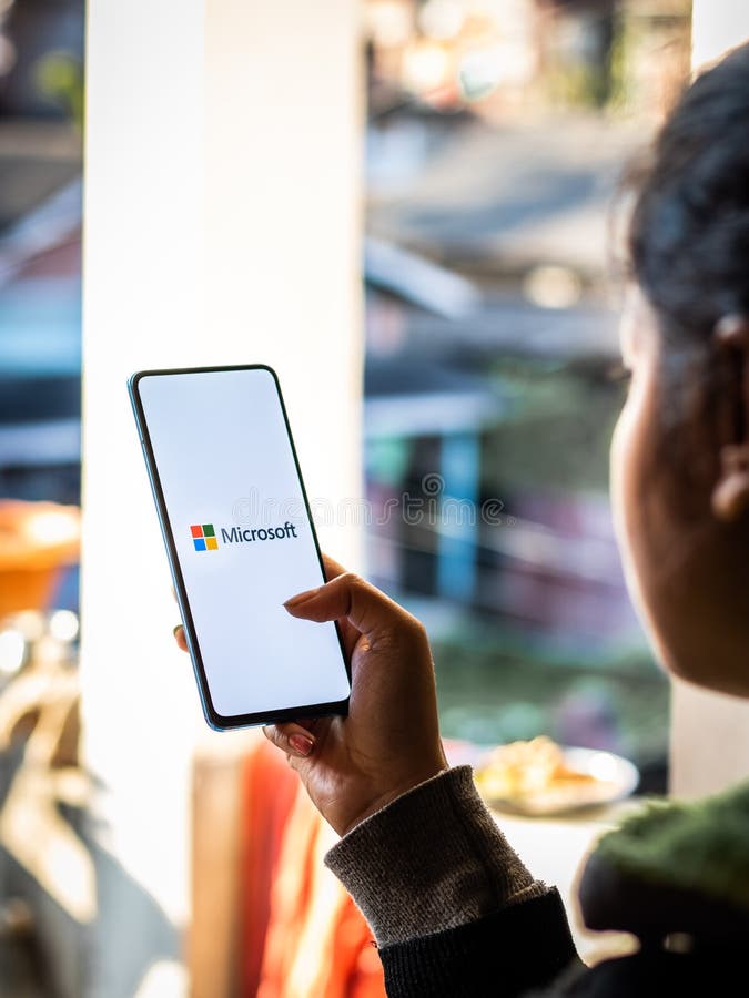 Assam, India - December 20, 2020 : Microsoft Logo on Phone Screen Stock ...