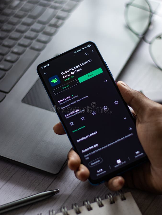 Assam, India - January 31, 2021 : Grasshopper Logo on Phone Screen ...