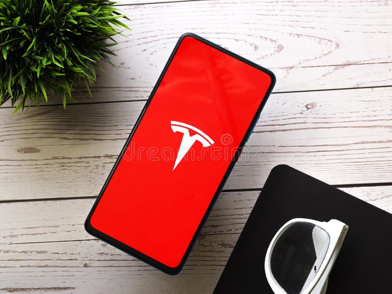 Assam, India - June 15, 2020 : Tesla Mobile App with Logo Stock Image ...