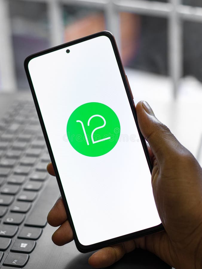 Assam, India - May 19, 2021 : Android 12 Logo on Phone Screen Stock ...